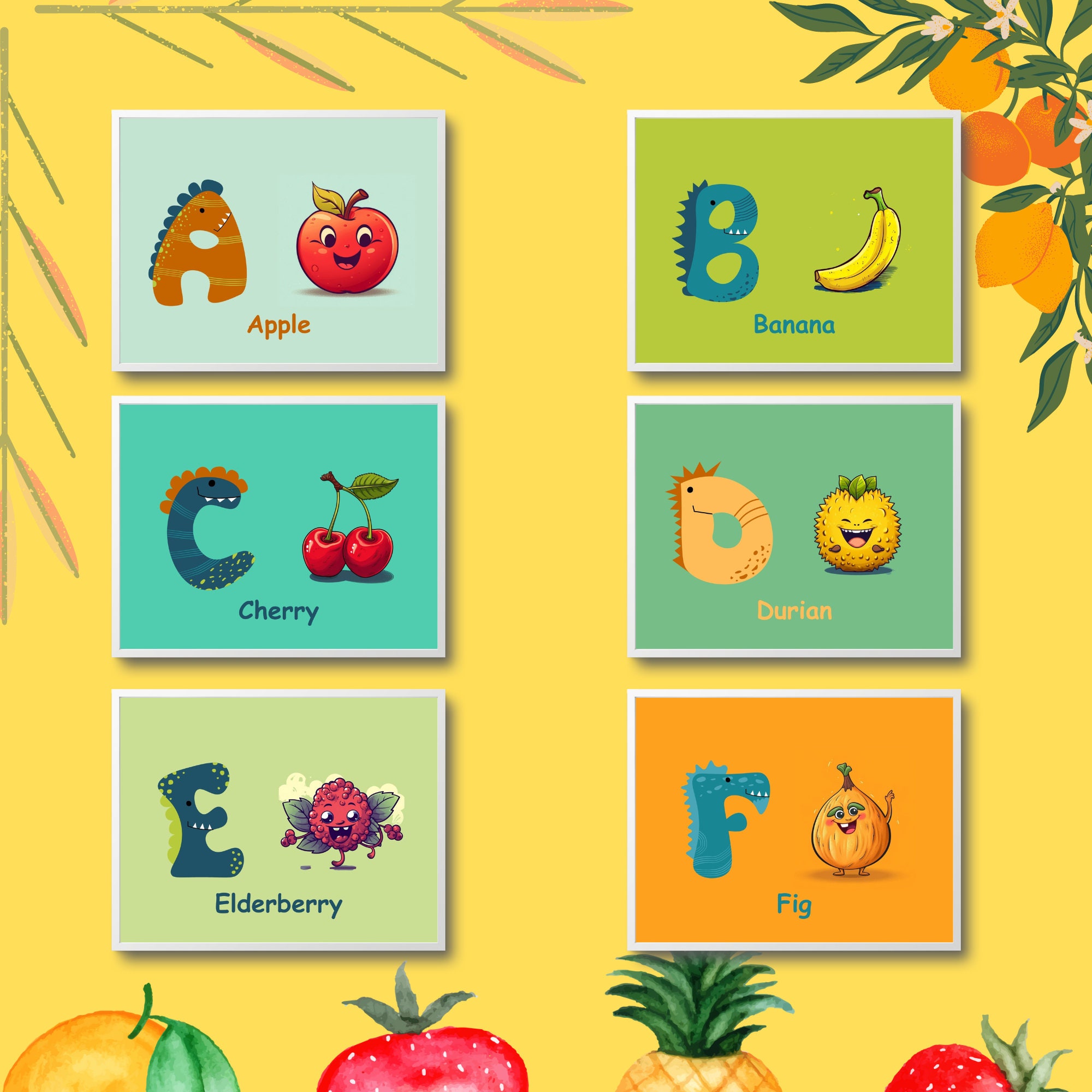 Printable Alphabet Flash Cards Bundle, Animal and Fruits Cards, Early ...
