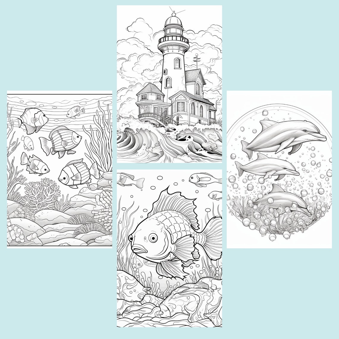 Under the Sea Coloring Pages, Ocean Animals Coloring for Kids, Activity ...