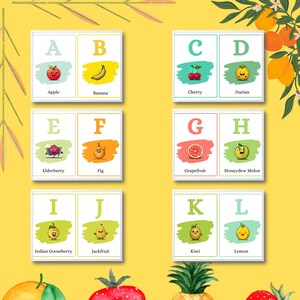 Alphabet Fruit Flash Cards, Printable ABC Flashcards, Learning Cards ...