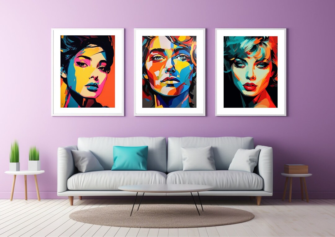 Pop Art Wall Prints, Set of 3 Pop Style Art, Retro Pop Art Wall Prints ...