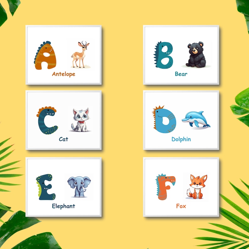 Tarjetas flash del alfabeto imprimibles, ABC de animales para niños ...