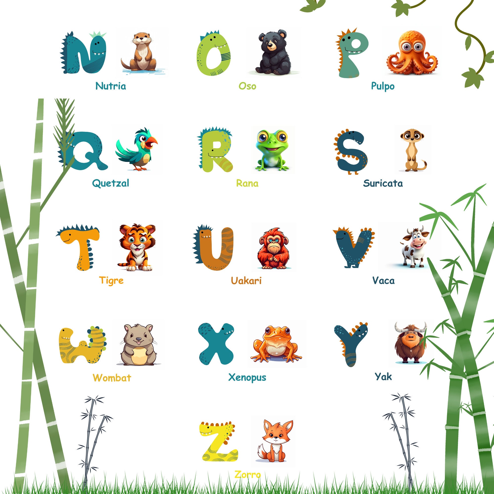Spanish ABC Flash Cards, Alphabet Flash Cards, Animal ABC Spanish ...