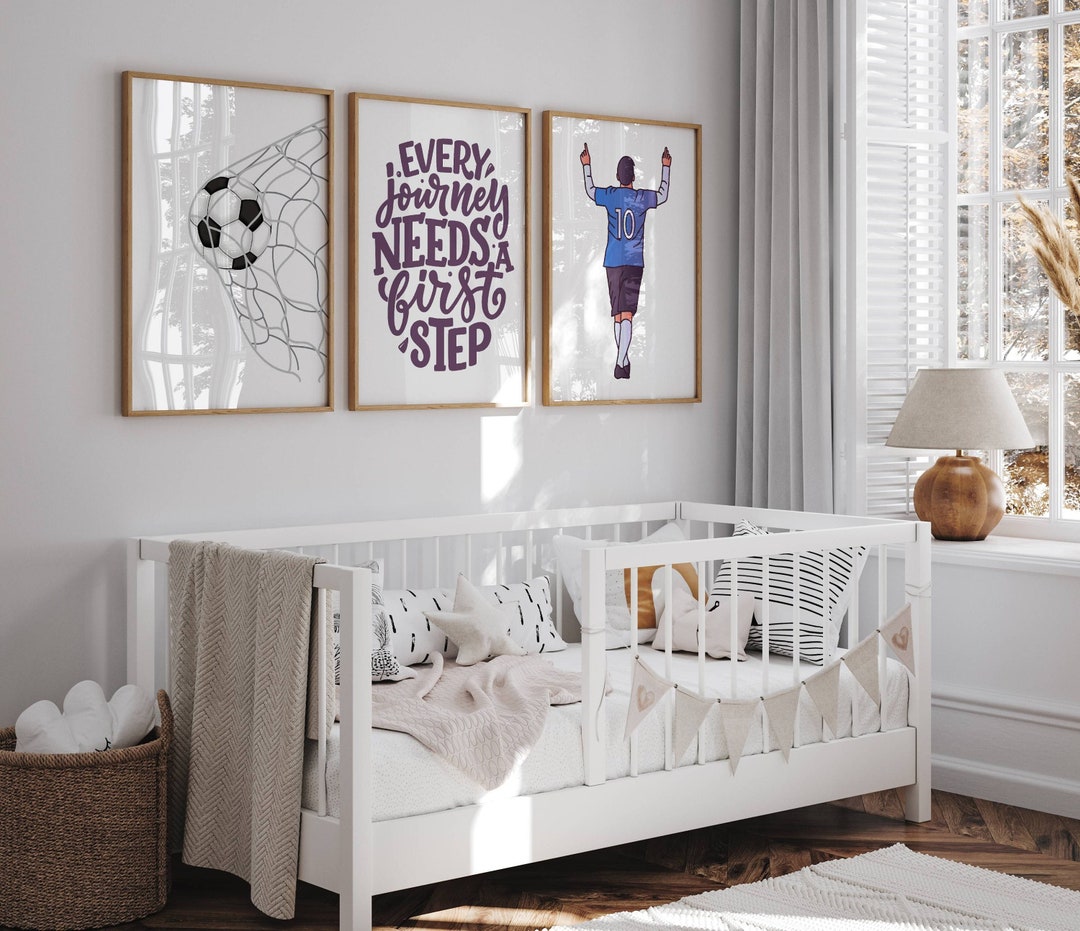 Football Soccer Player Wall Art, Goal Net Score Football Poster ...