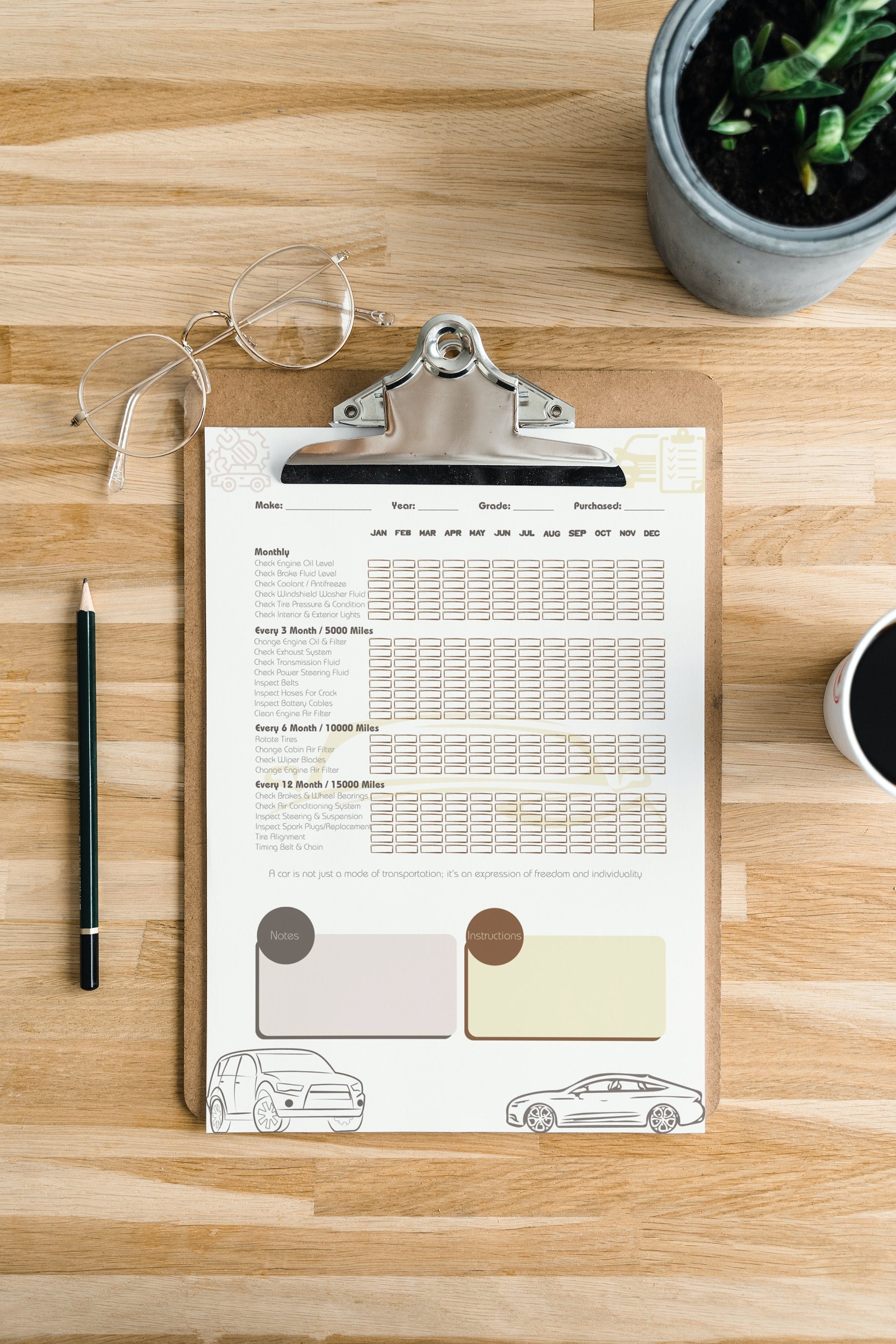 Printable Car Maintenance and Detailing Checklist, Car Maintenance and ...