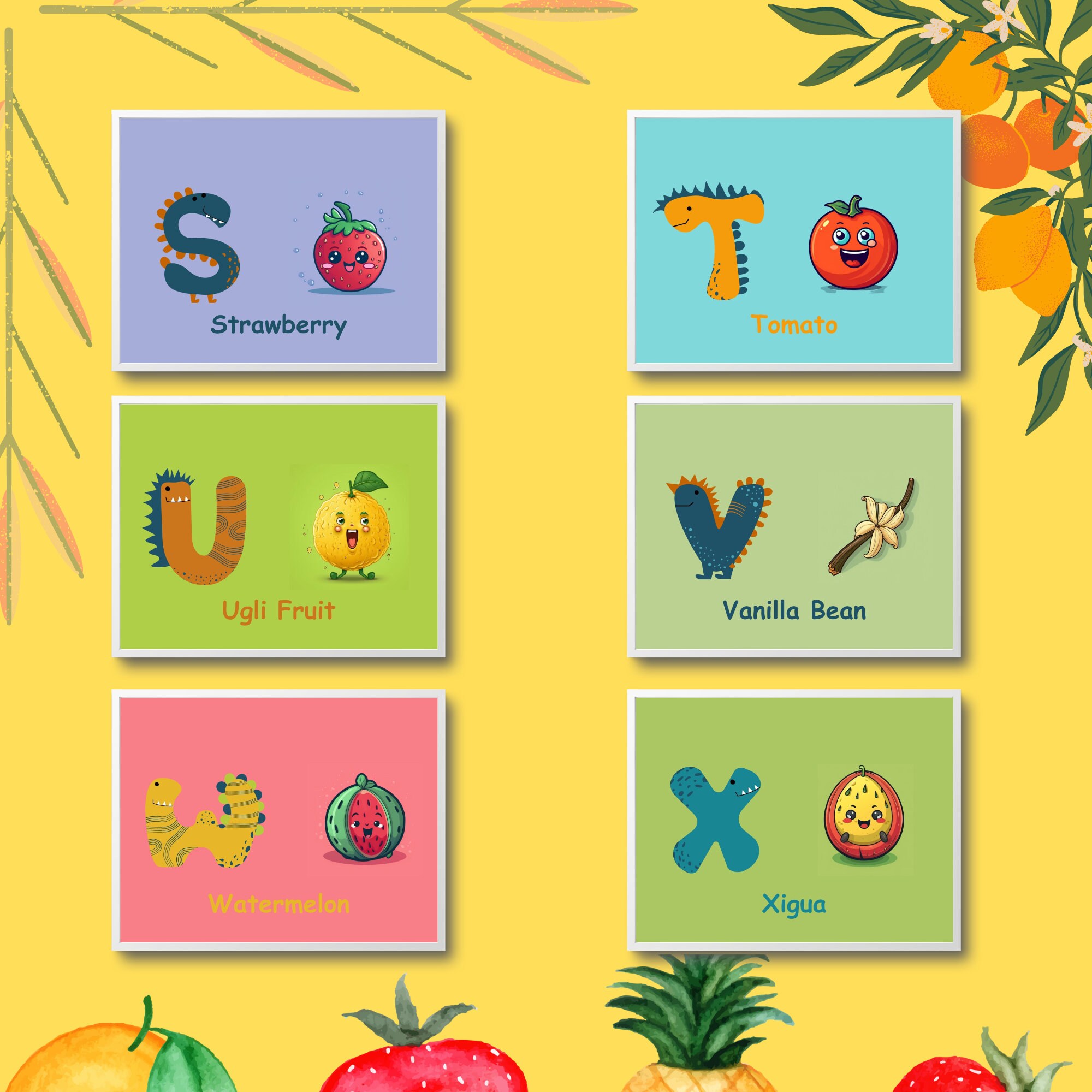 Printable Alphabet Flash Cards Bundle, Animal and Fruits Cards, Early ...