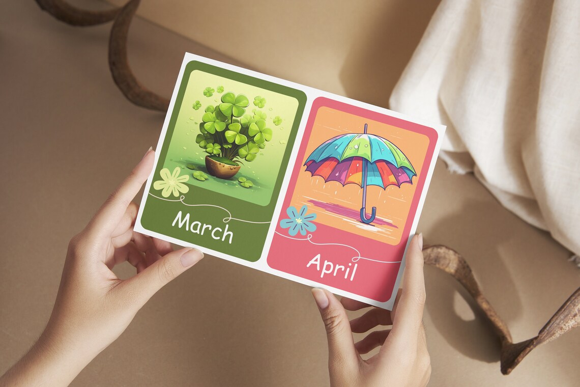 Months of the Year Flash Cards, Printable Flash Cards, Educational ...