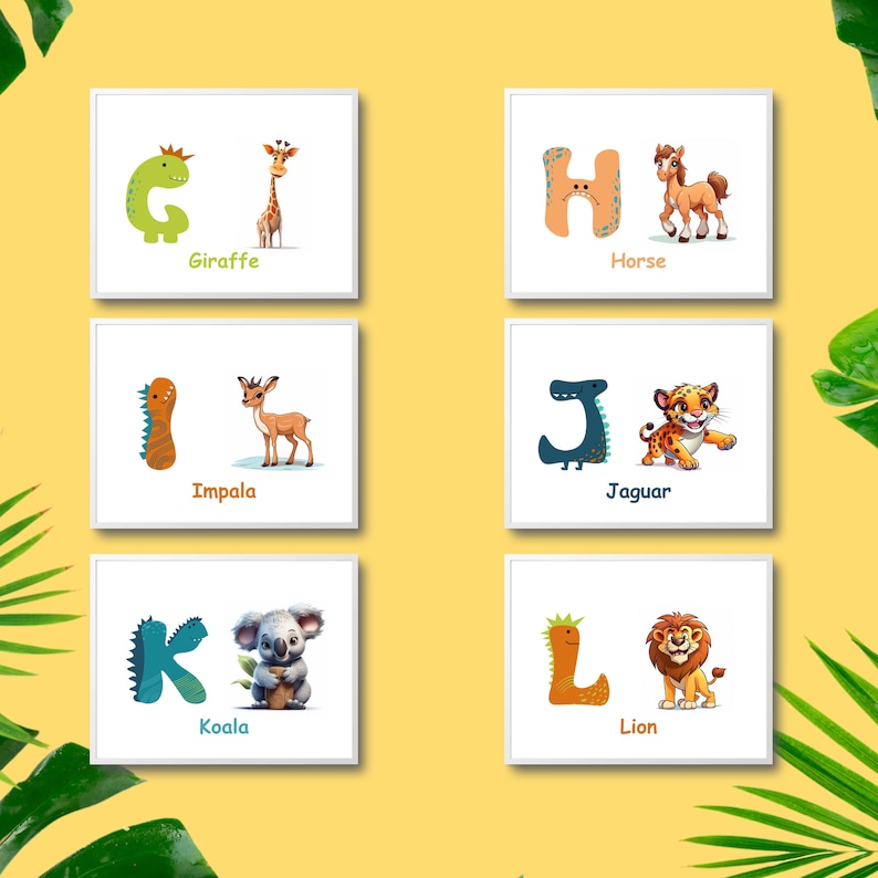 Tarjetas flash del alfabeto imprimibles, ABC de animales para niños ...