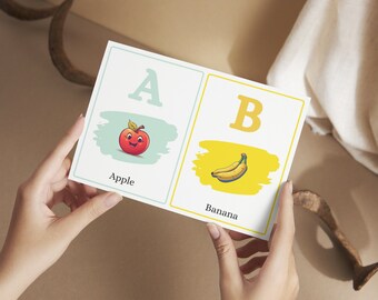 Printable Alphabet Fruit Flash Cards, Educational Cards, ABC Cards ...