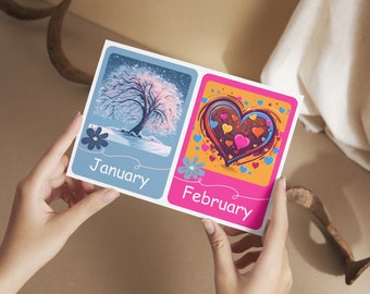 Months of the Year Flash Cards for Kids Educational Printable - Etsy