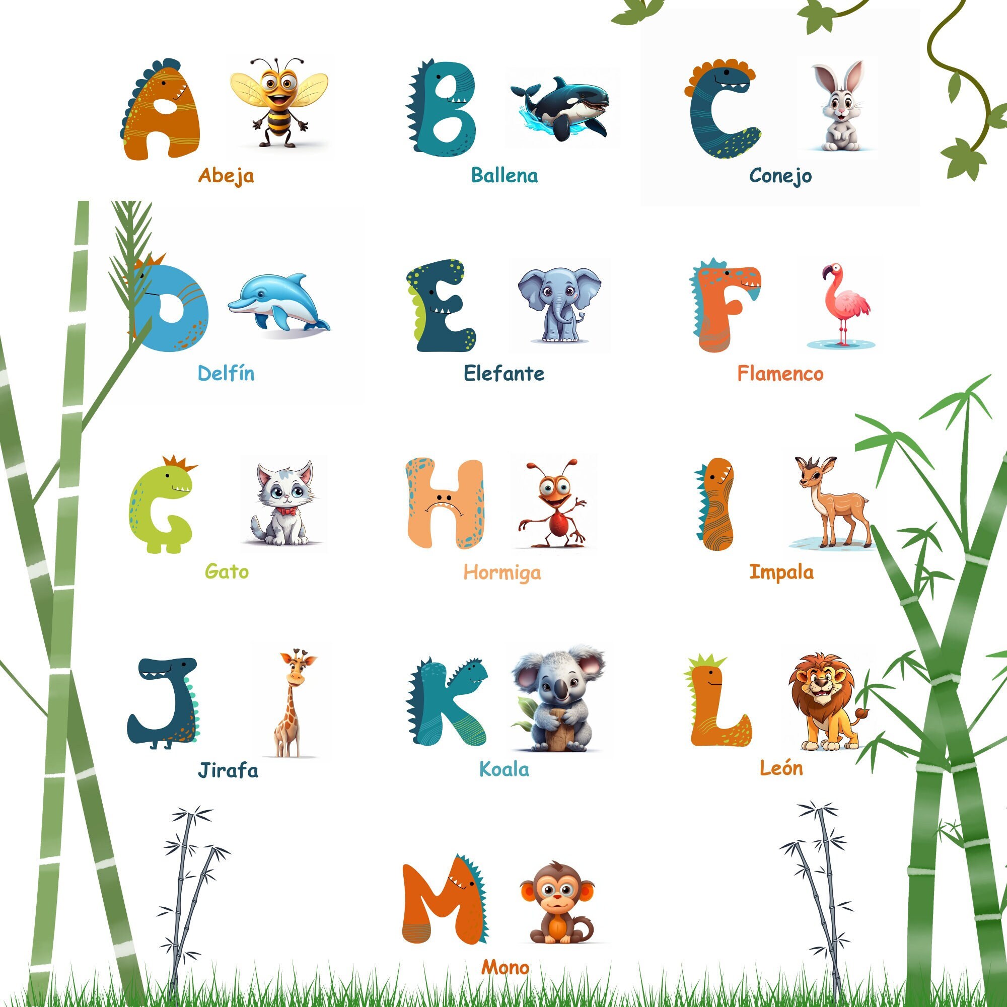 Spanish ABC Flash Cards, Alphabet Flash Cards, Animal ABC Spanish ...