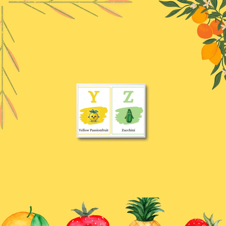 Alphabet Fruit Flash Cards Printable ABC Flashcards Learning - Etsy