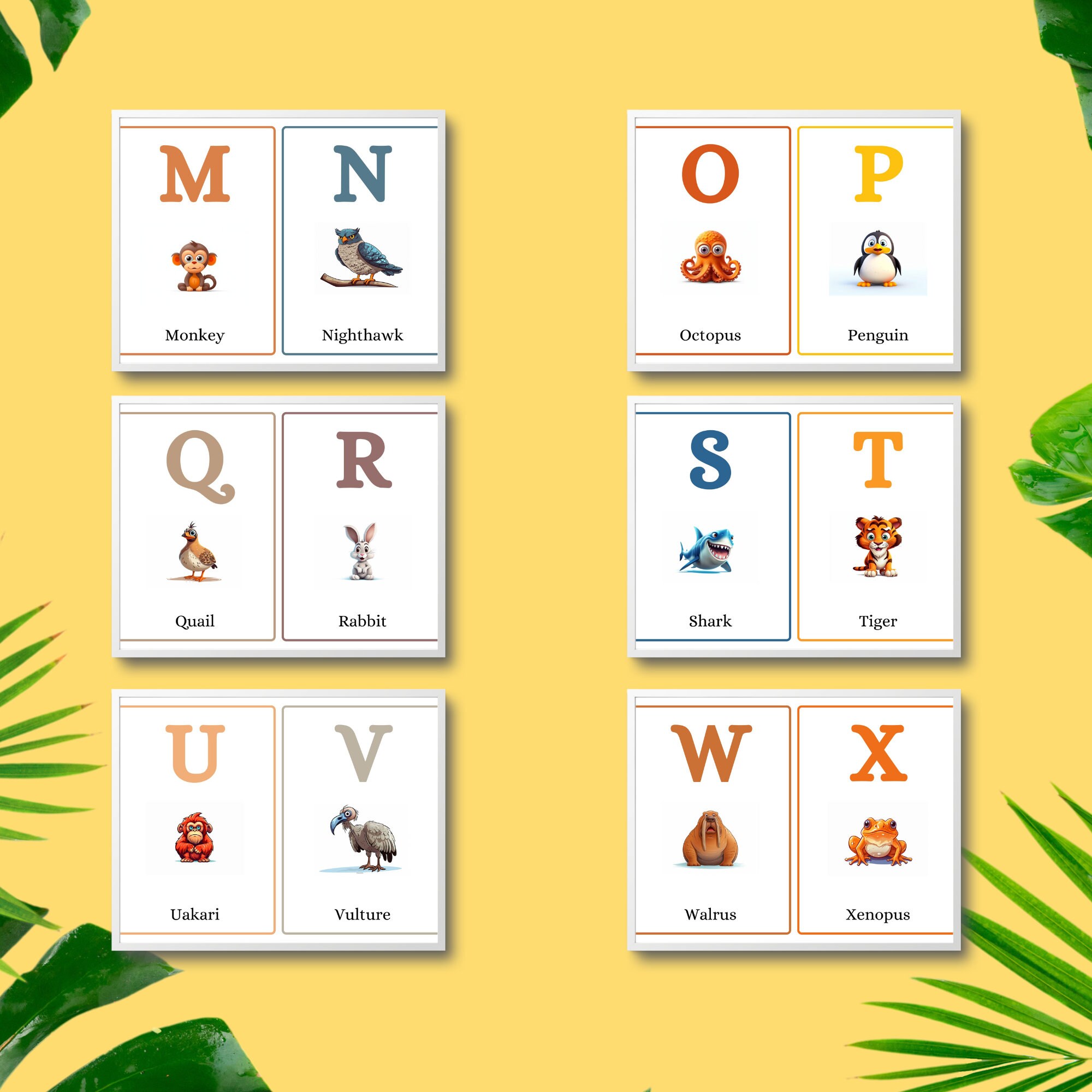 Printable Alphabet Flash Cards Bundle, Animal and Fruits Cards, Early ...