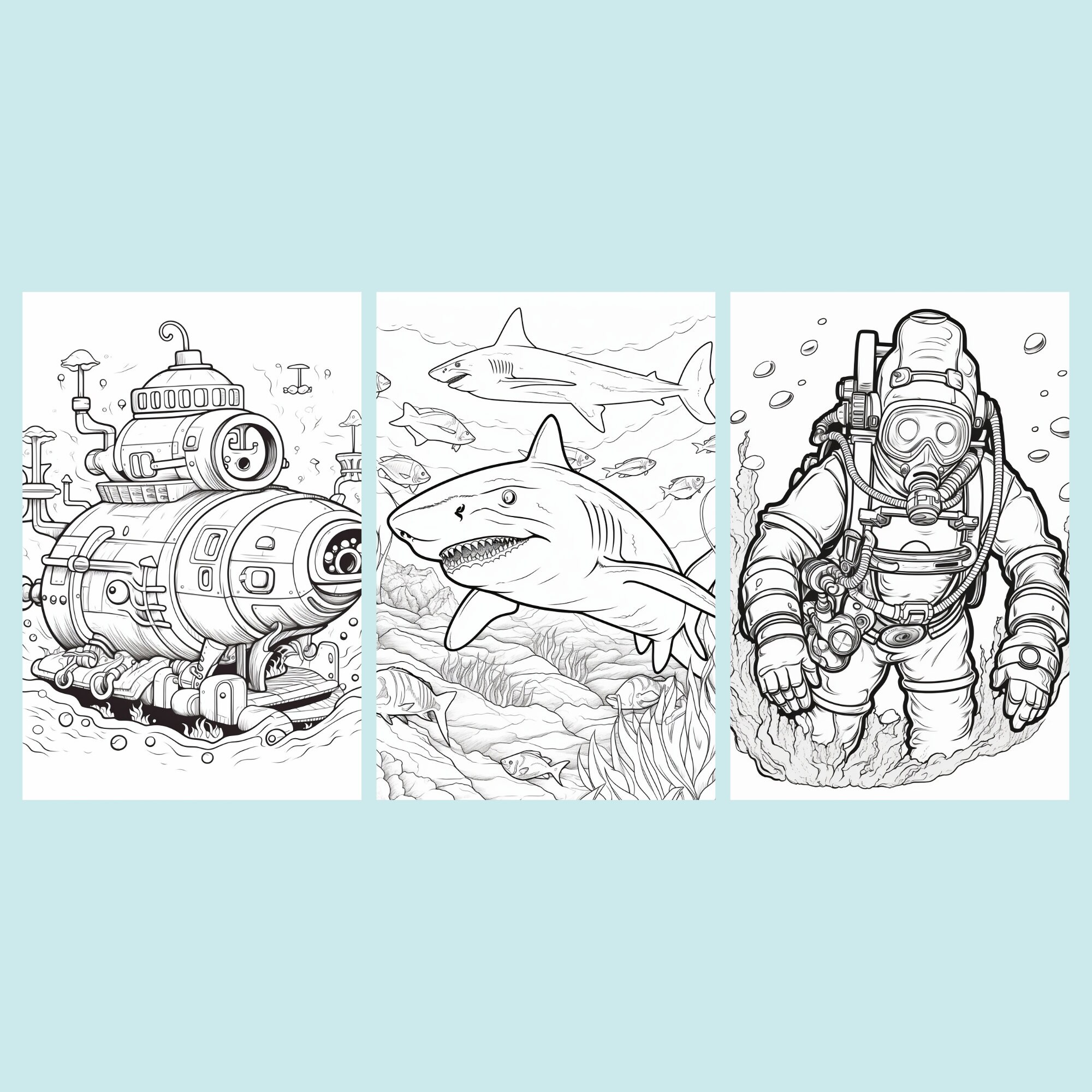 Under the Sea Coloring Pages, Ocean Animals Coloring for Kids, Activity ...