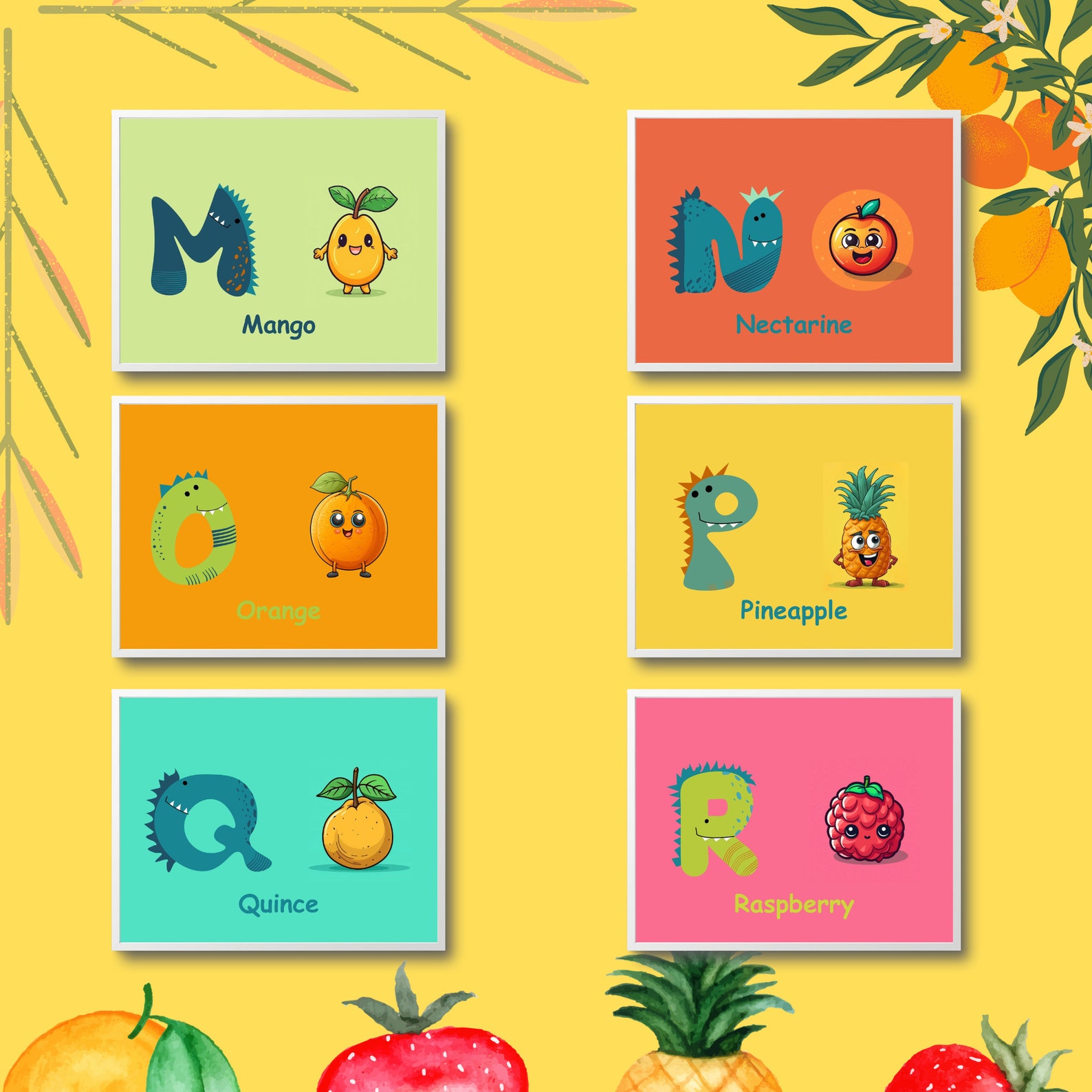 Printable Alphabet Flash Cards Bundle, Animal and Fruits Cards, Early ...