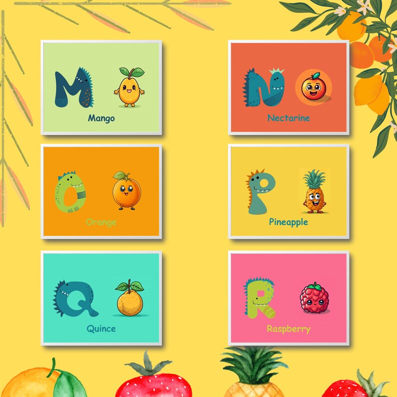 Printable Alphabet Flash Cards Bundle, Animal and Fruits Cards, Early ...
