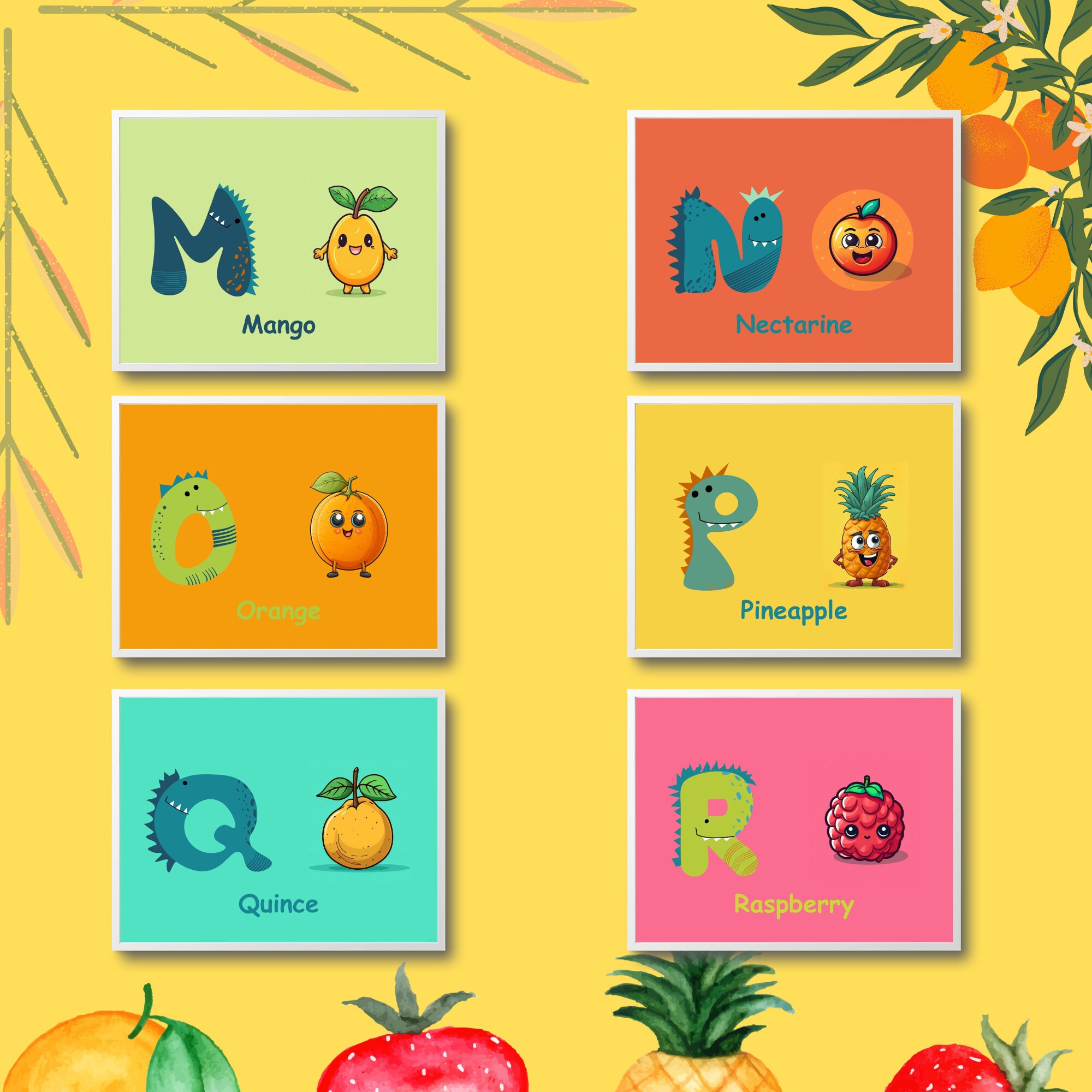 Printable Alphabet Flash Cards Bundle, Animal and Fruits Cards, Early ...