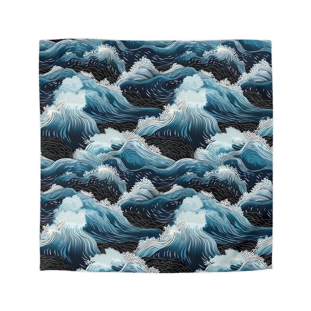 Microfiber Duvet Cover - Japanese Wave Art Design, Ocean Inspired ...