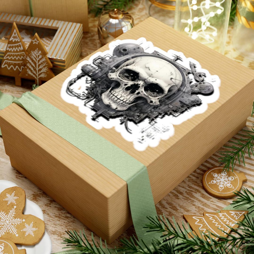 Cyborg Skull Stickers Cool Tech Decals for Laptop, Phone, Water Bottle ...