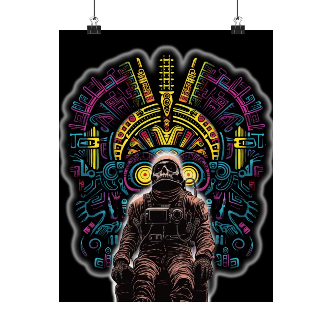 Aztec Spaceman Matte Vertical Posters, Wall Art Decor, Tribal Astronaut ...