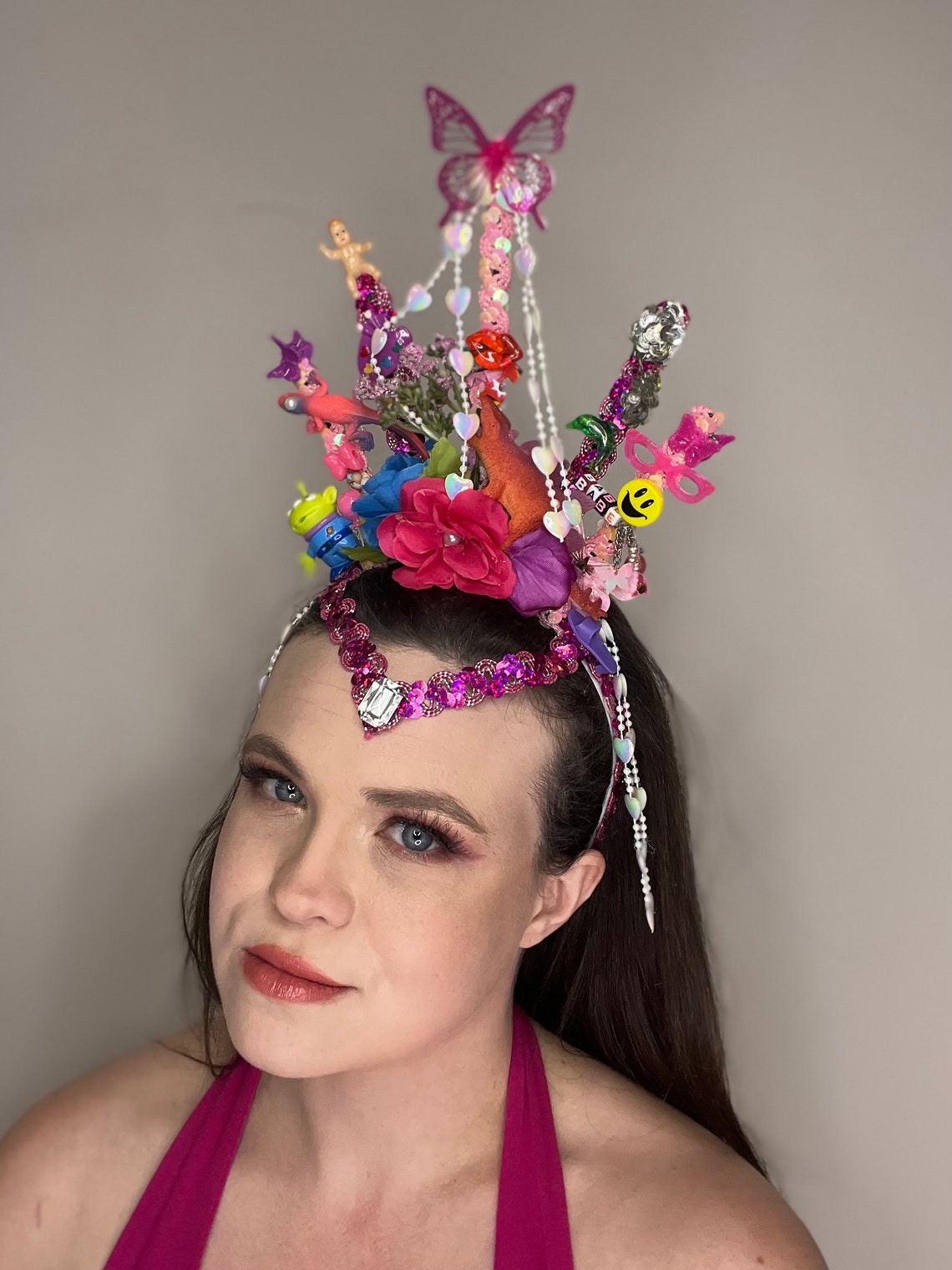 Large Funky Headpiece Y2K Queen Crown Costume Head Wear Hat Headband ...