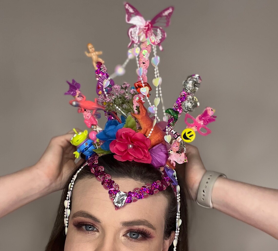 Large Funky Headpiece Y2K Queen Crown Costume Head Wear Hat Headband ...