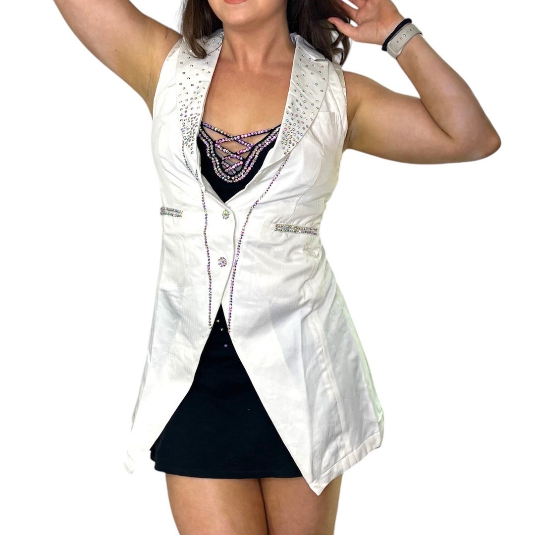 Semi-custom Women's Costume Vest Magic Costume Hand Rhinestoned Glass ...
