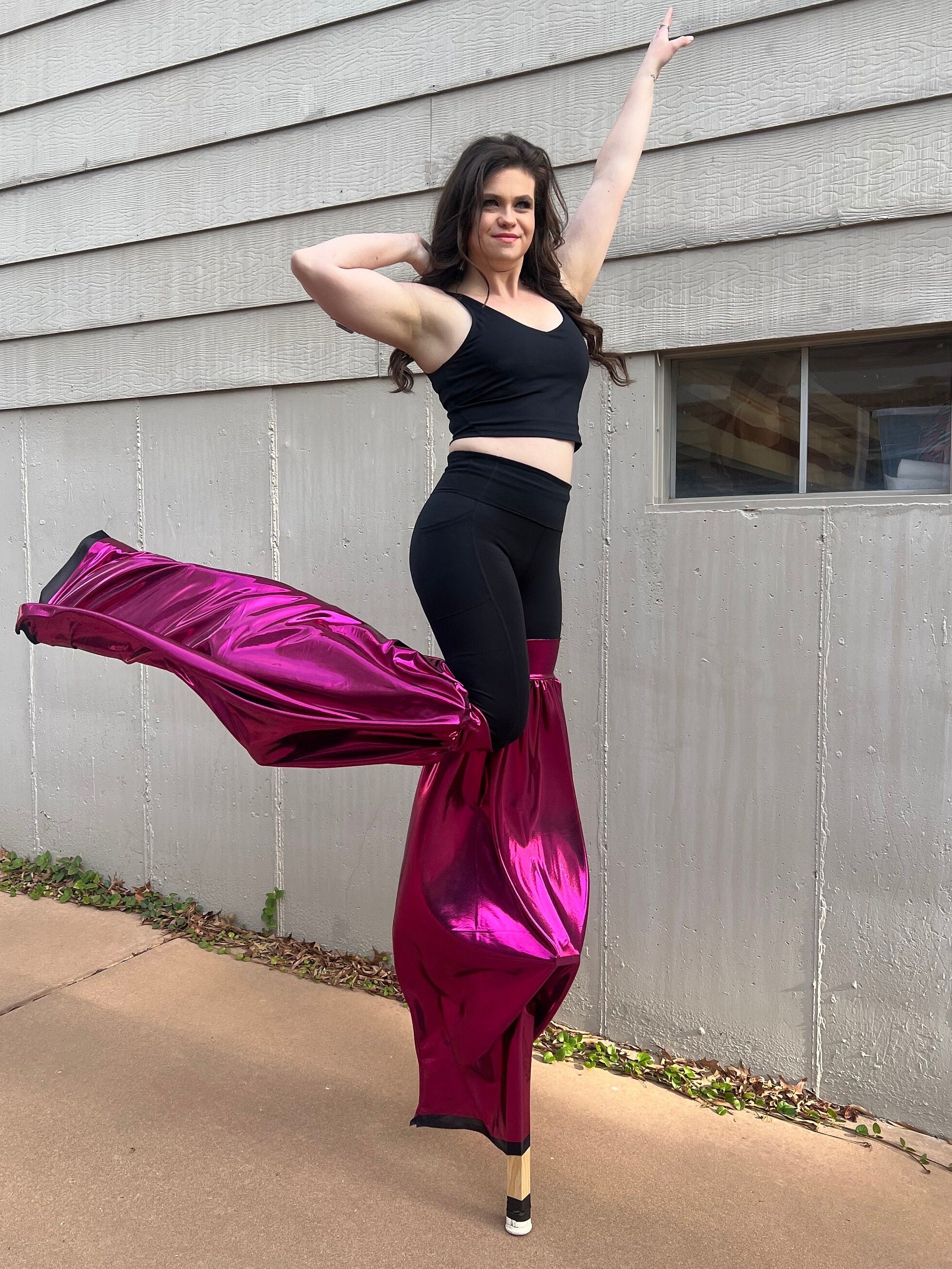 Stilt Covers Ready to Ship Circus Costume Metallic Pink Spandex Cut to ...