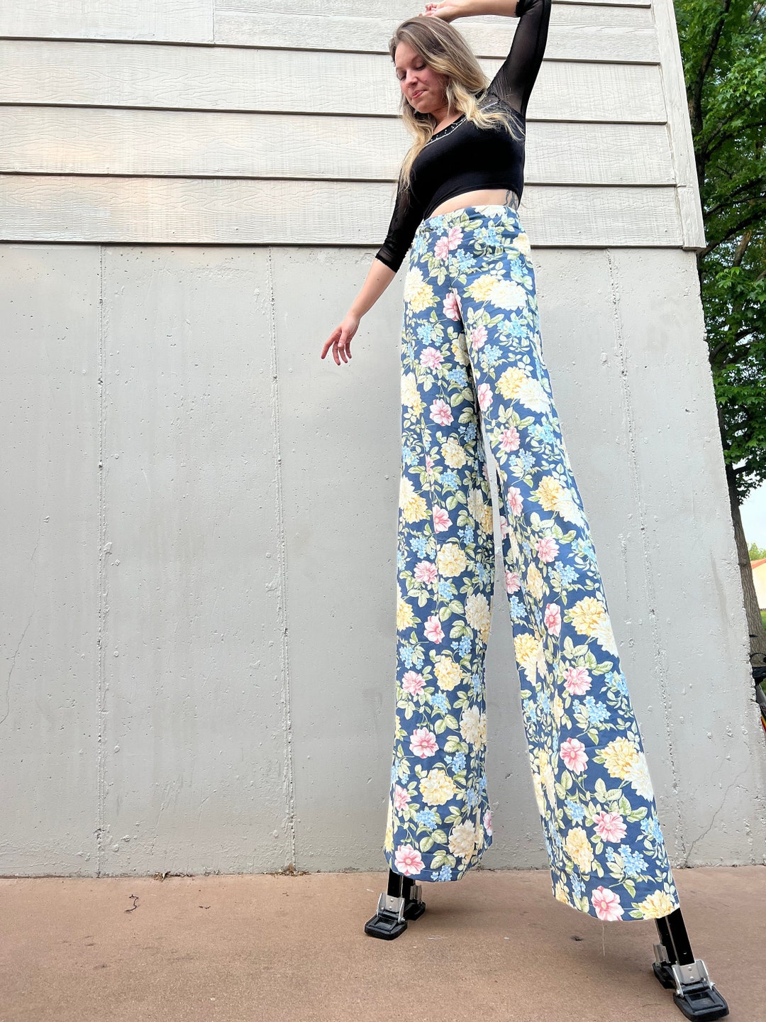 Stilt Pants in Floral Print Unisex Fit Ready to Ship Circus Costume - Etsy