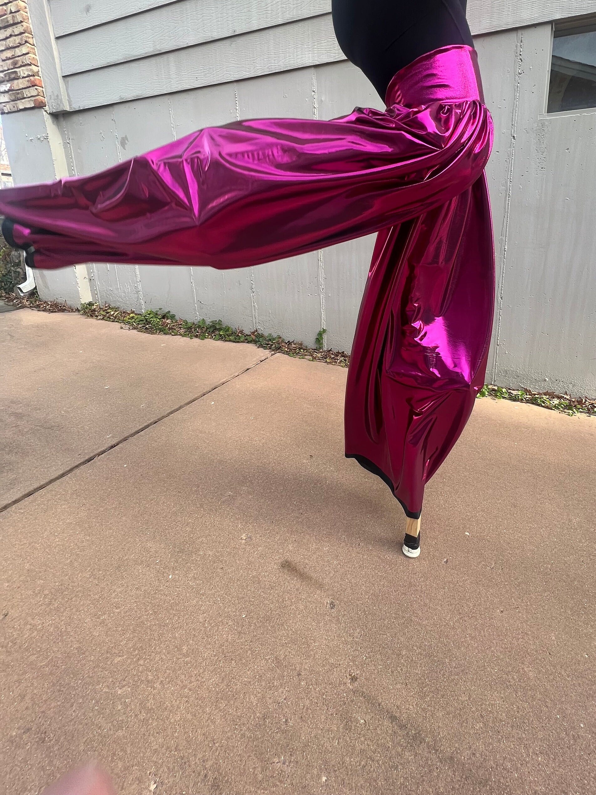 Stilt Covers Ready to Ship Circus Costume Metallic Pink Spandex Cut to ...