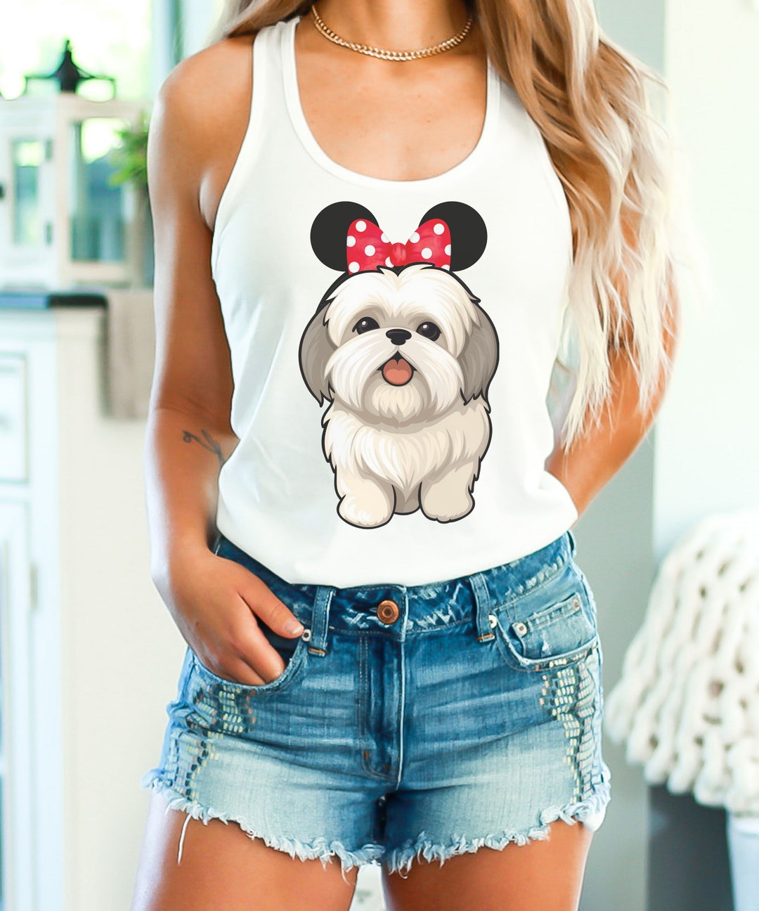 Shih Tzu With Minnie Ears Tank, Shih Tzu Mom, Shih Tzu Shirt, Shih Tzu ...