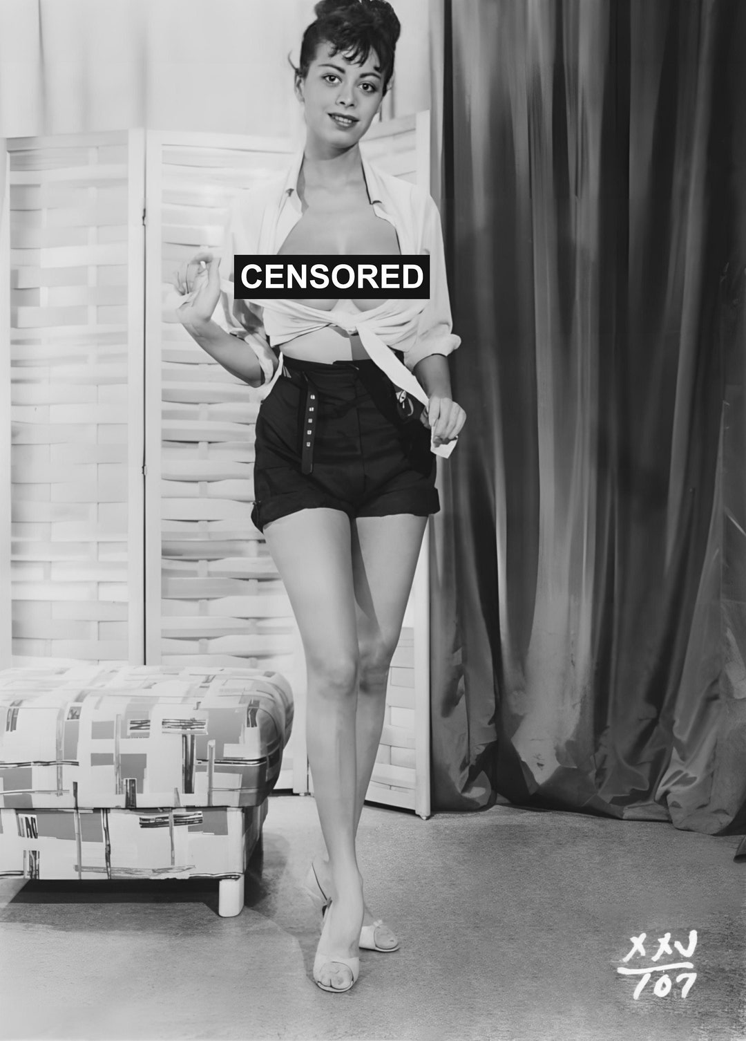 Unknown 1960s Topless Model. Remastered and Upscalled Wall Art. Printable. 2591x3613 - Etsy