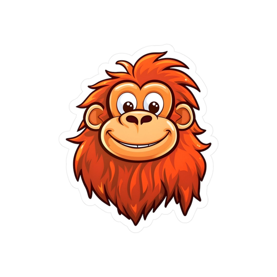 Orangutan Sticker, Colorful Decal, Kawaii, Cute Animal Sticker, Monkey ...