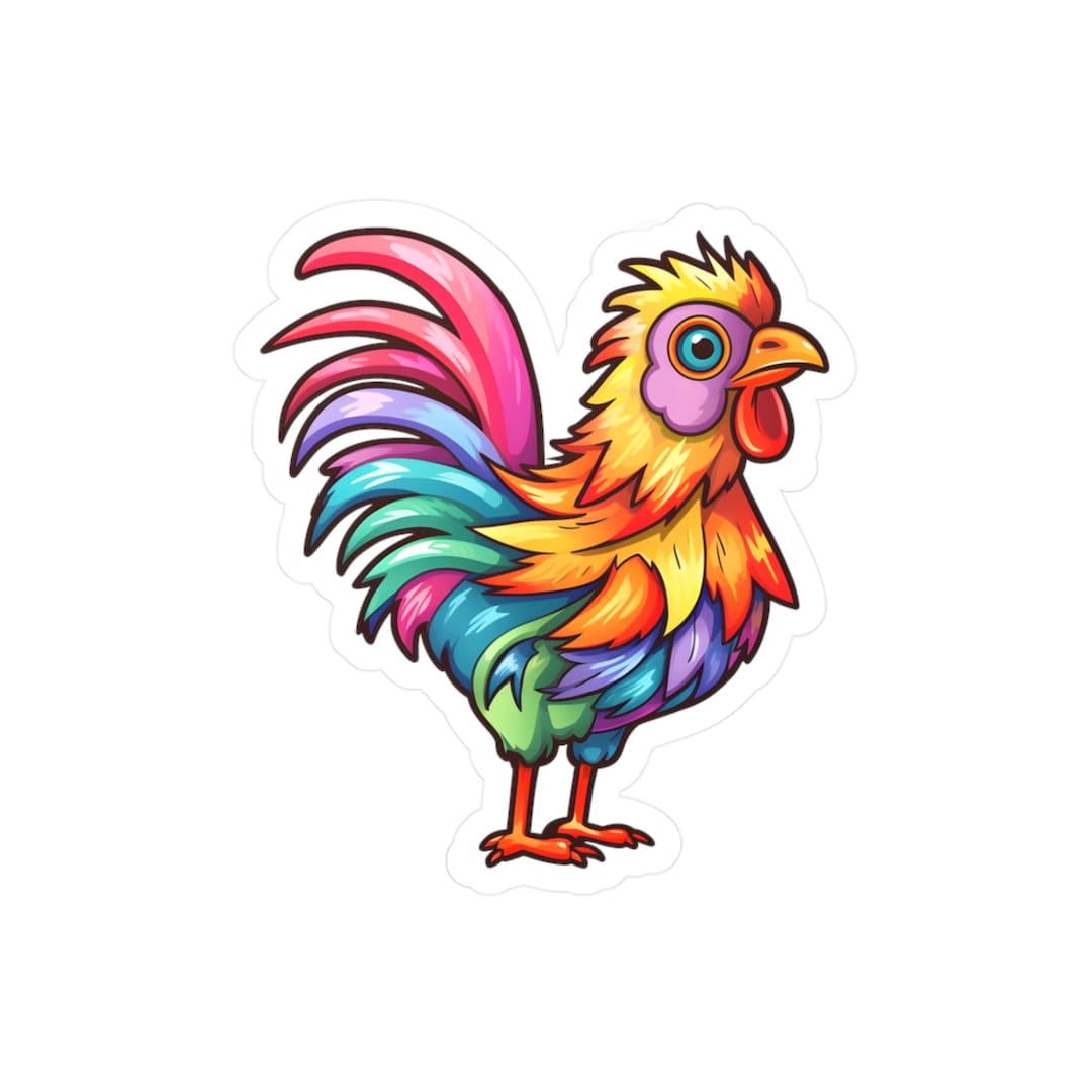 Rooster Sticker, Chicken Stickers, Farm Animal, Cartoon, Kawaii, Cute ...