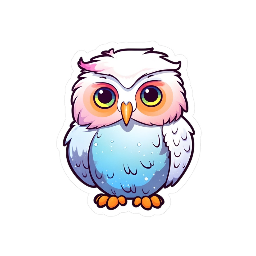 Snowy Owl Sticker, Colorful Sticker, Owl Sticker, Kawaii, Cute Owl ...