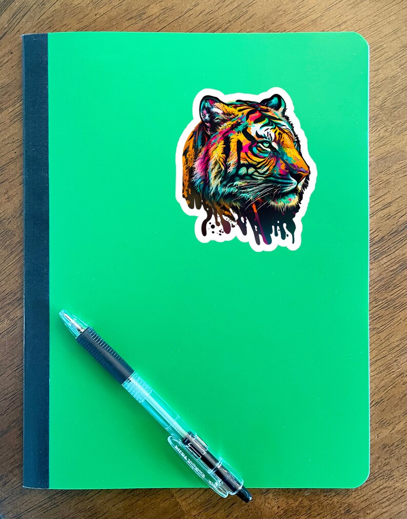 Bengal Tiger Sticker, Tiger Sticker, Colorful Sticker, Acrylic Paint ...