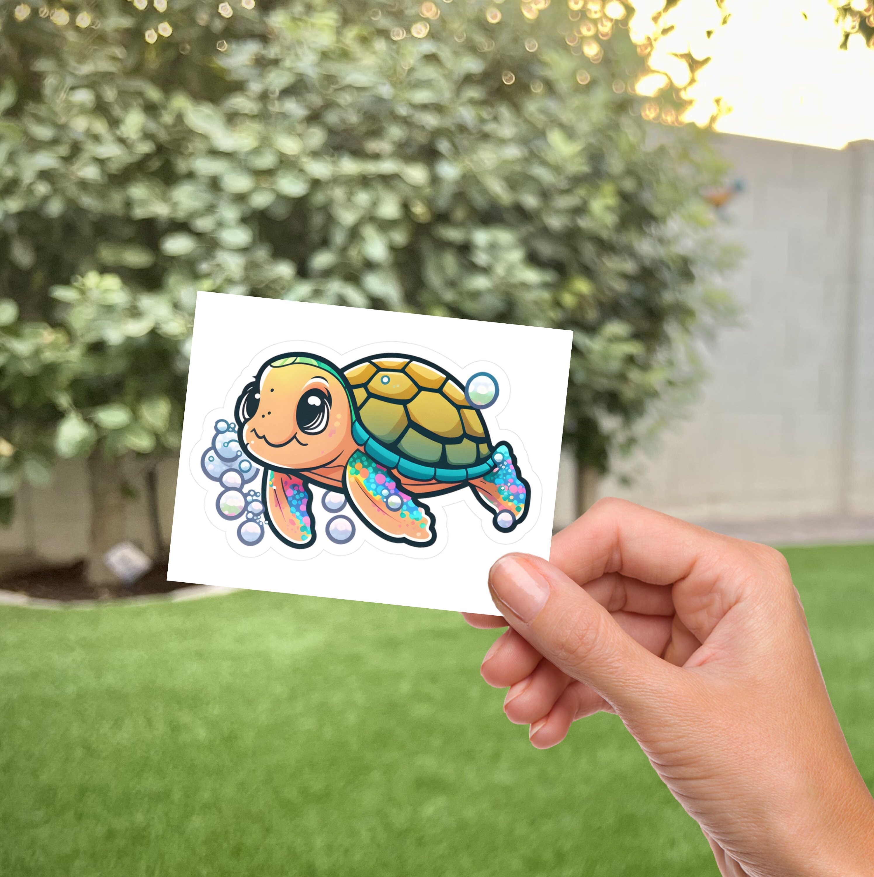 Sea Turtle Sticker, Baby Turtle Sticker, Turtle Decal, Kawaii, Cute ...