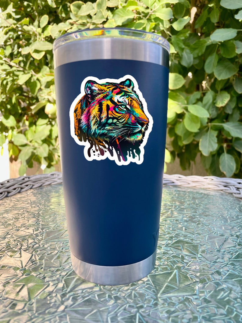 Bengal Tiger Sticker, Tiger Sticker, Colorful Sticker, Acrylic Paint ...