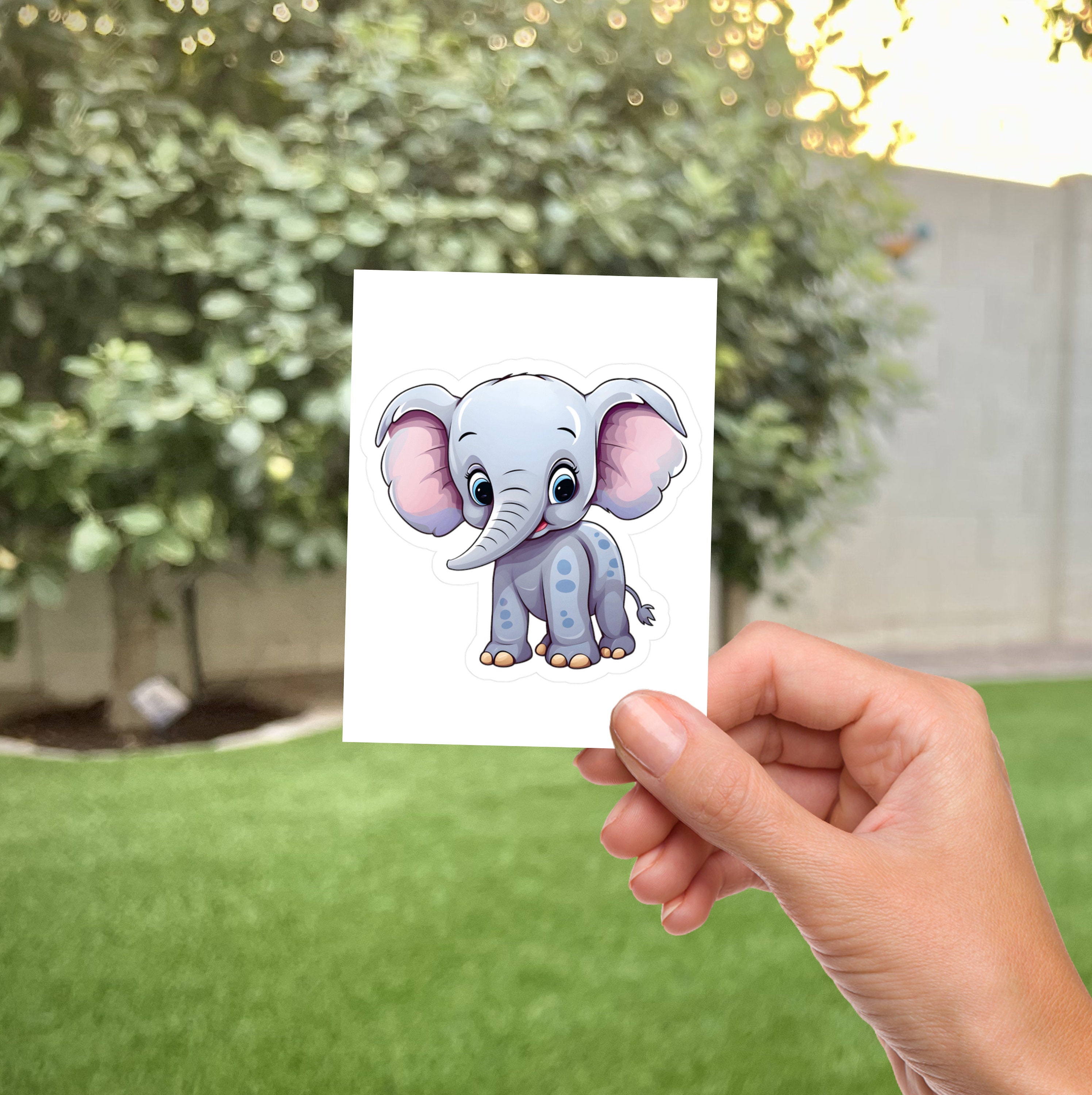 Elephant Sticker, Baby Elephant Decal, Colorful Animal Sticker, Kawaii ...