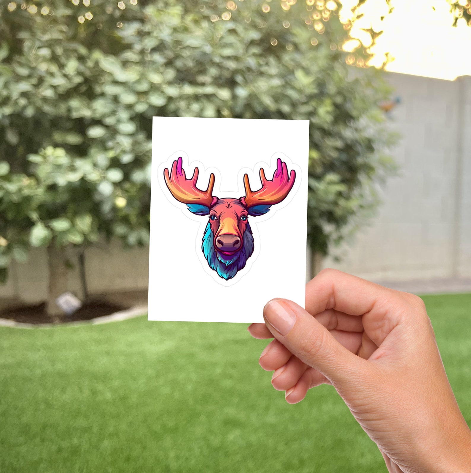 Moose Sticker, Colorful Sticker, Kawaii, Cute Moose Sticker, Animal ...