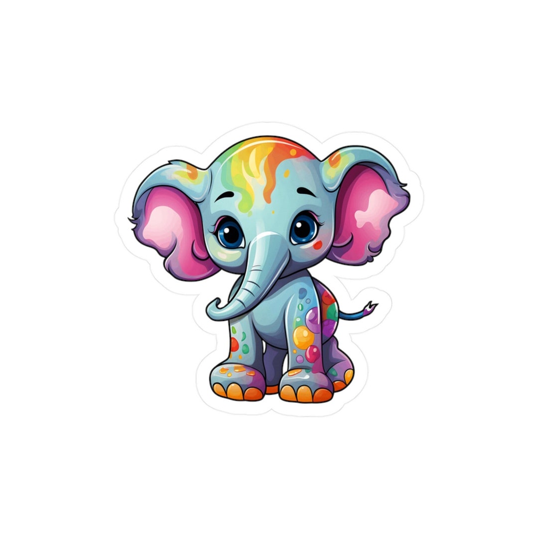 Elephant Sticker, Baby Elephant Sticker, Colorful Animal Sticker ...