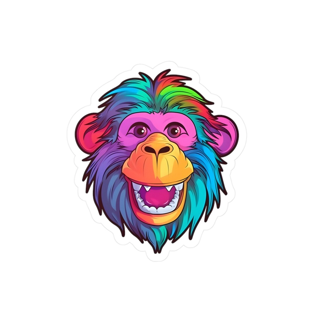 Colorful Baboon Sticker, Large Baboon Sticker, Jungle Animal, Kawaii ...