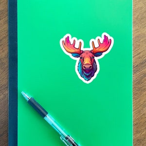 Moose Sticker, Colorful Sticker, Kawaii, Cute Moose Sticker, Animal ...