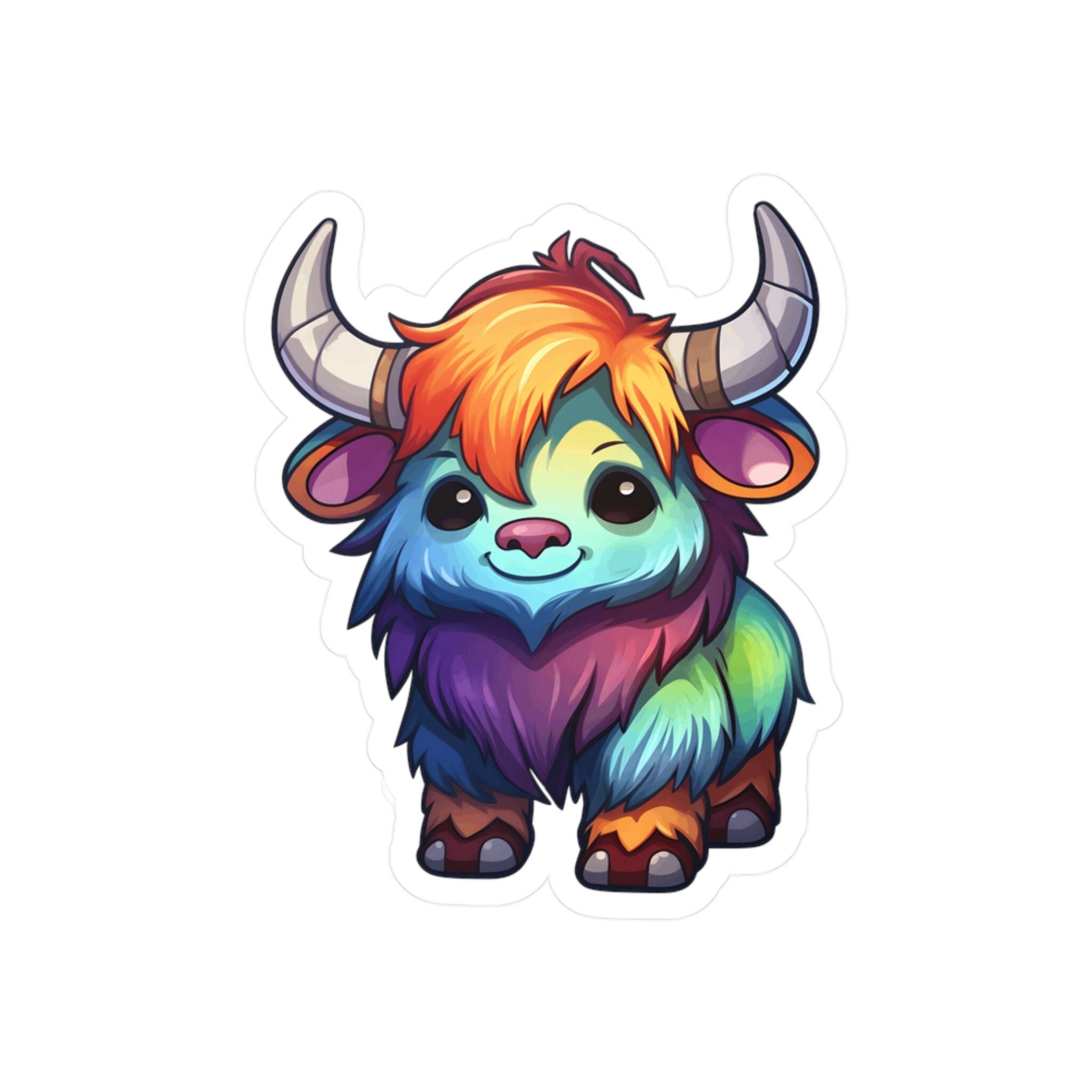 Yak Sticker, Colorful Sticker, Kawaii, Cute Yak Sticker, Animal Sticker ...