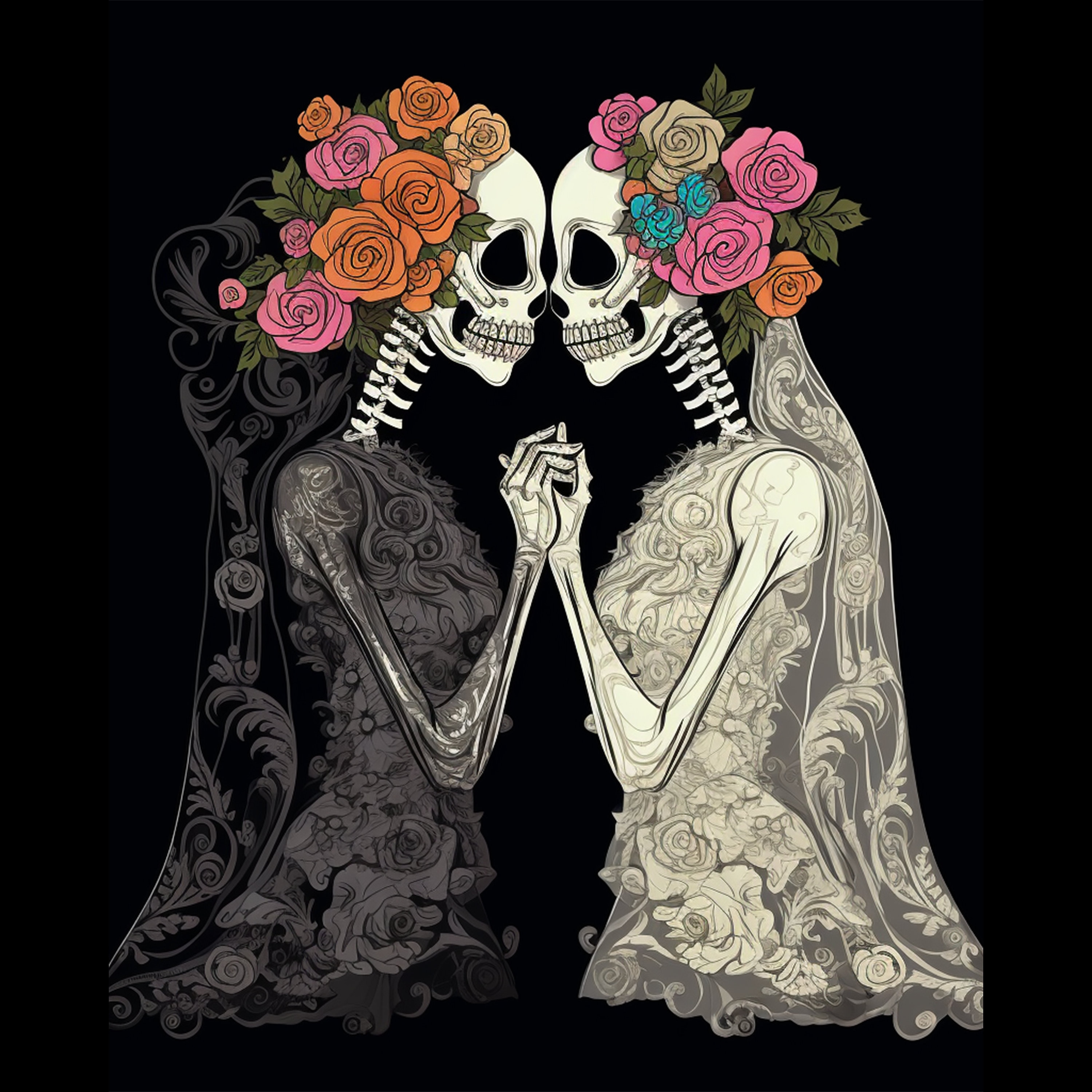 Skeleton Brides LGBTQ Colorful Headpieces Digital File - Etsy