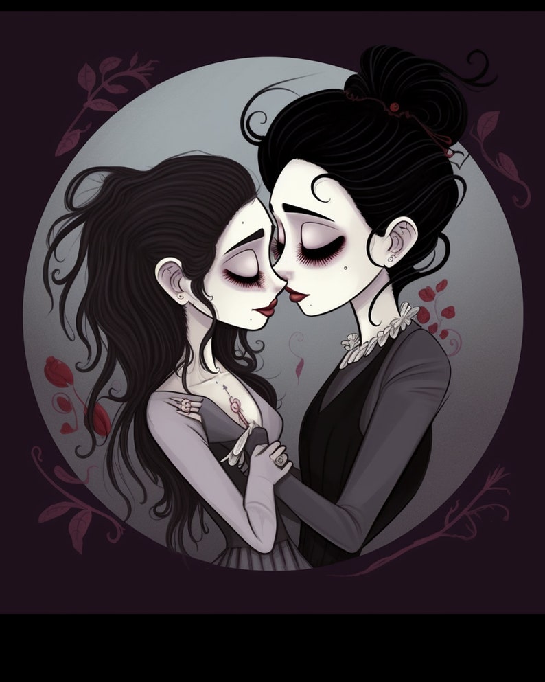 Nocturnal Kiss: Vampire Embrace Digital Art - Etsy