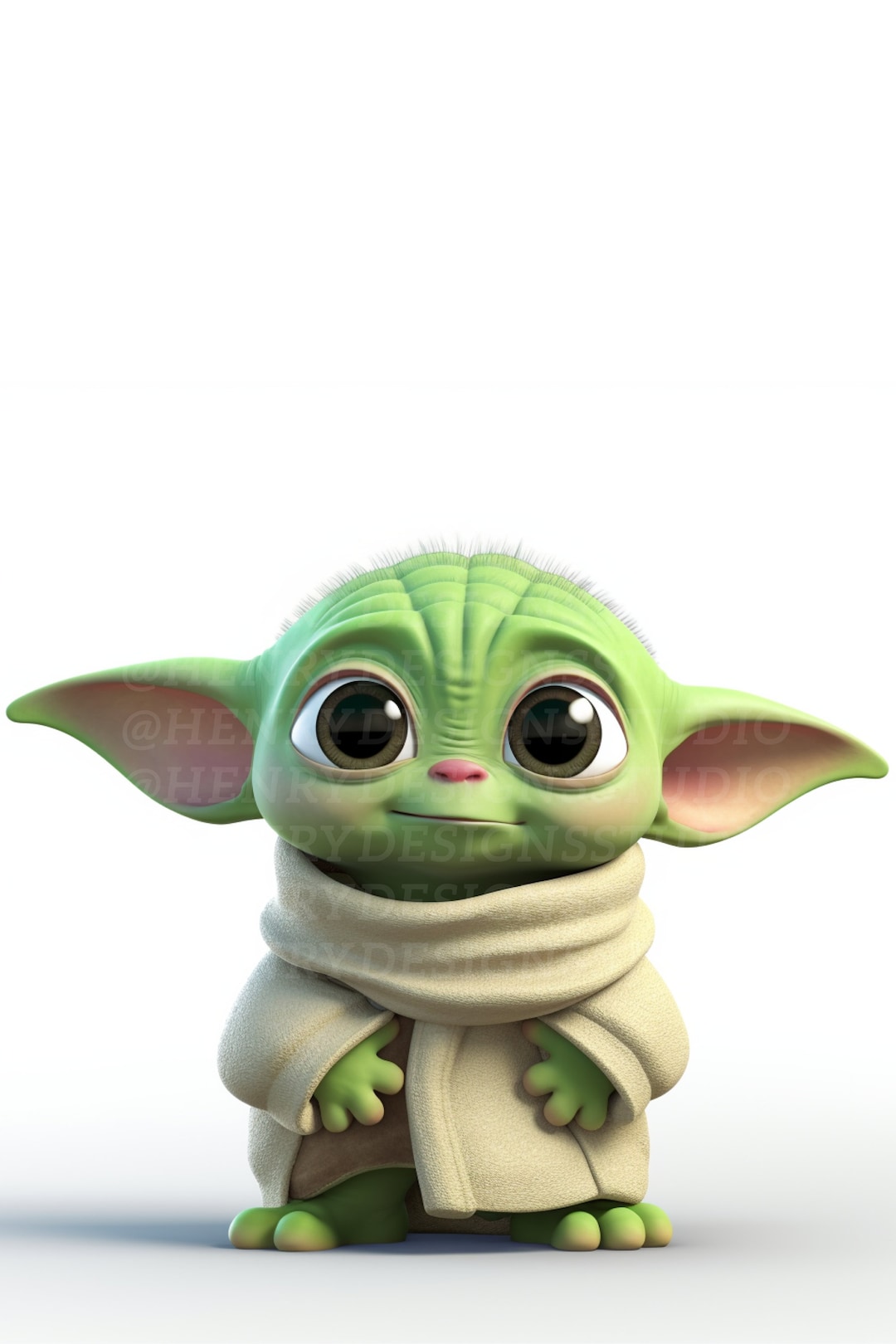 Cute Baby Yoda Grogu Cartoon Adorable Baby Yoda Pixar Style - Etsy