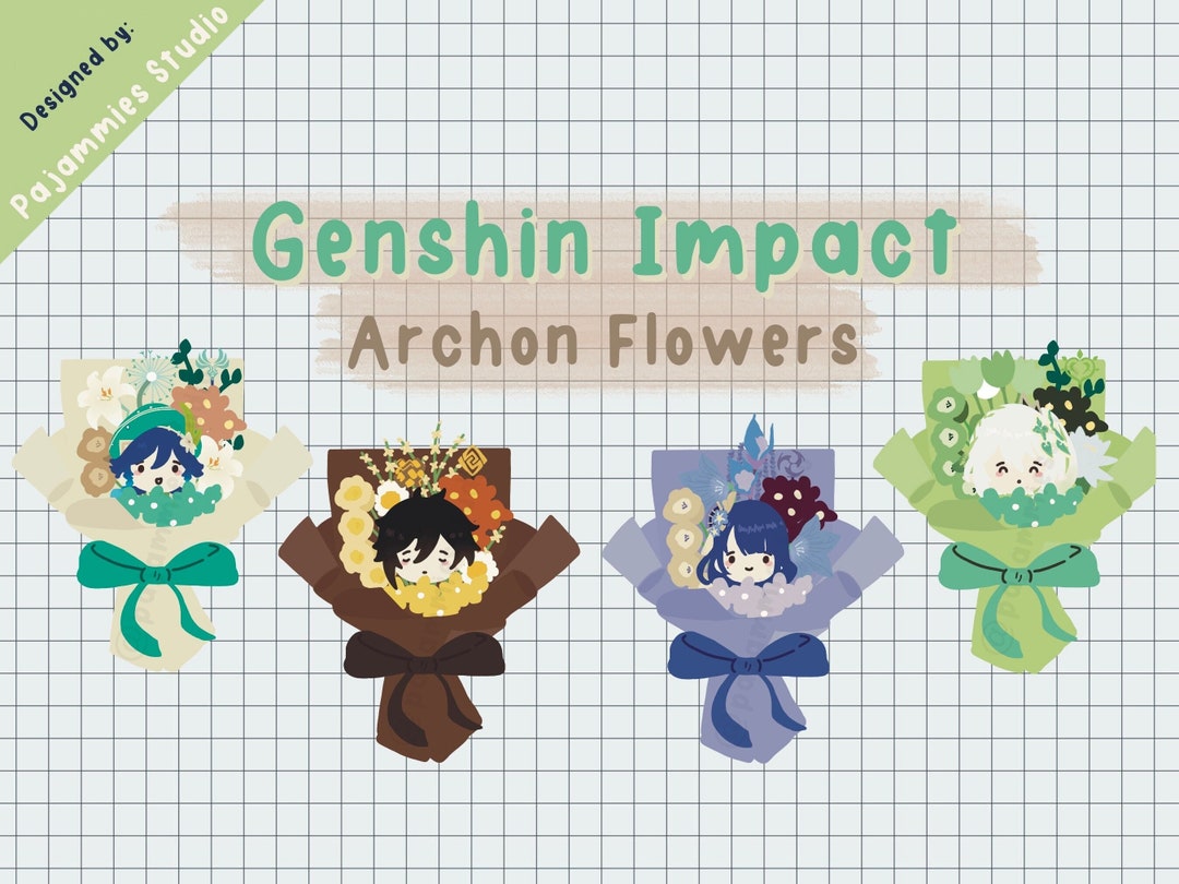 Genshin Archon Flower Bouquet Stickers | Genshin Impact Stickers ...