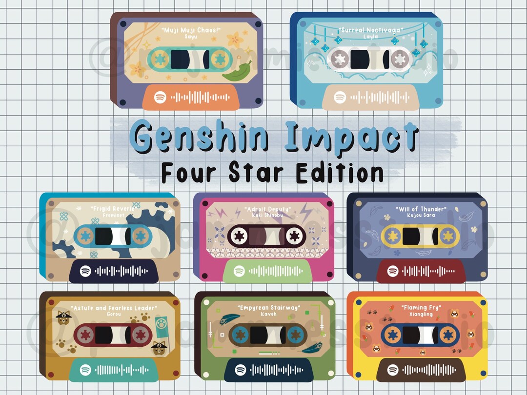 Genshin Impact Music Cassette Sticker W Scan Code Kaveh Gorou Freminet ...