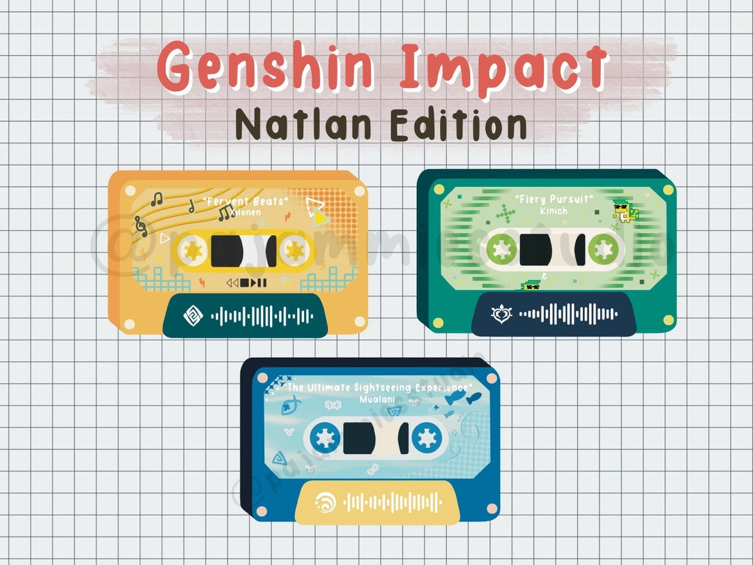 Genshin Impact Music Cassette Sticker Natlan Pyro Mualani Kinich Ajaw ...