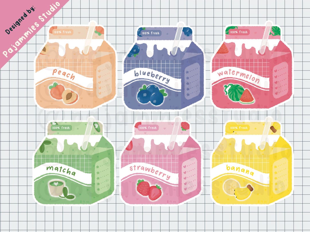 Fruit Juice Milk Carton Vinyl Sticker | Cute Stickers | Food Stickers ...